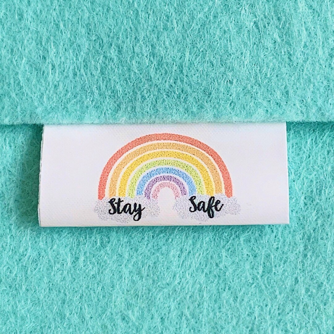 Clothing Garment Tag Set, Stay Safe Small Face Mask Labels,, Rainbow ...
