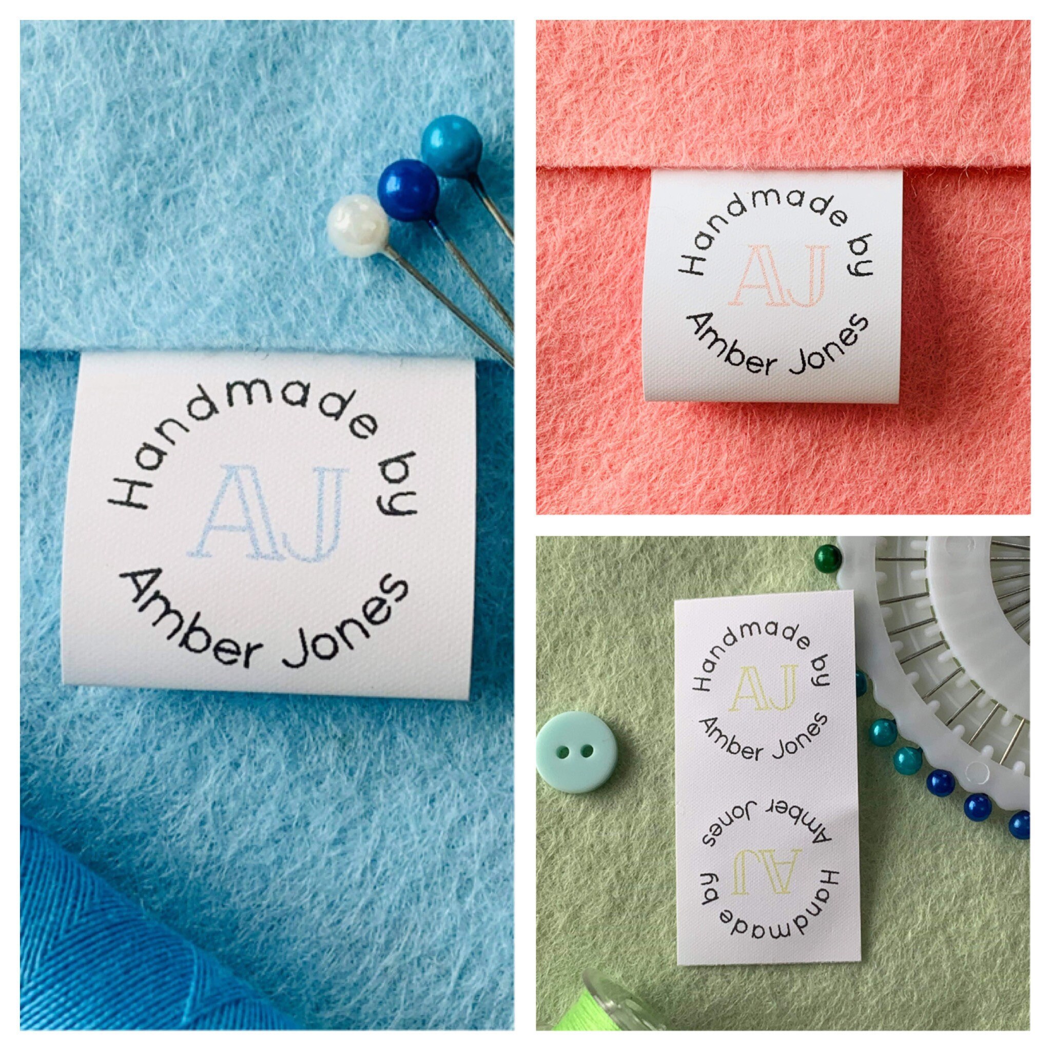 Custom Monogram Fabric Clothing Labels Product Tags Handmade Products ...