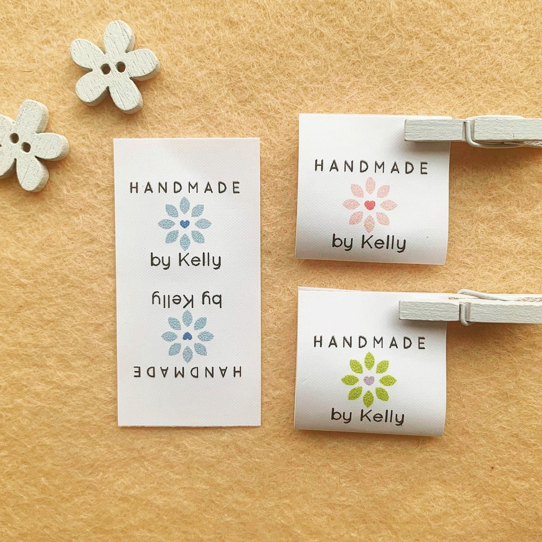 Fold-over Fabric Garment Product Tags for Handmade Items Customise With ...