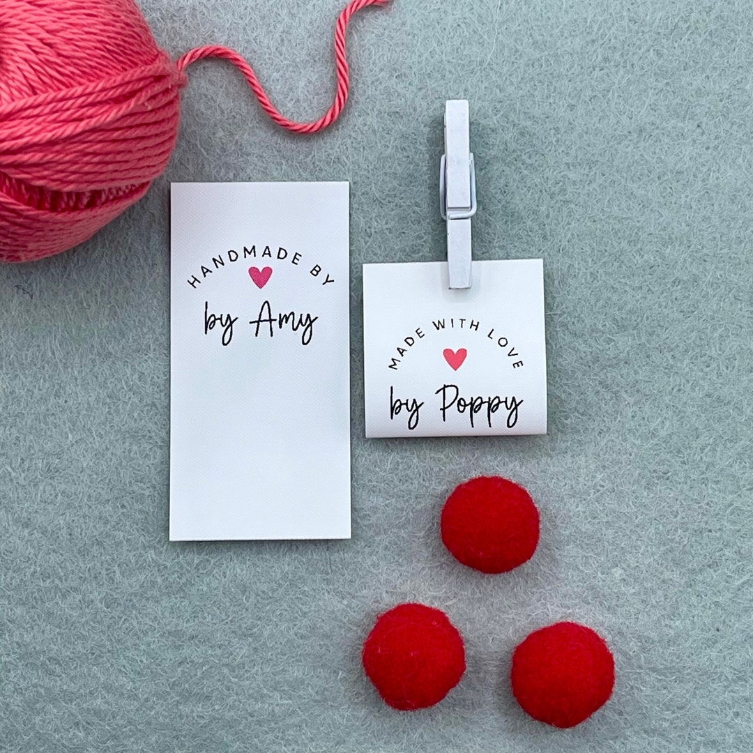 Mixed Fonts With Heart Fold-over Fabric Garment Product Tags for ...