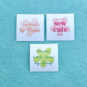 Flat Lay Colourful Flower Fabric Labels Tags Handmade Items Customise ...