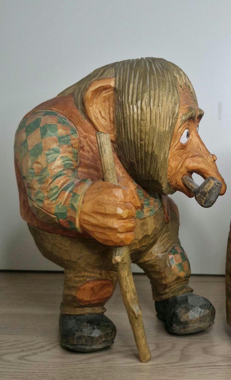 Anton Sveen Signed LARGE Vintage Norwegian Hand Carved Wooden Troll - Etsy