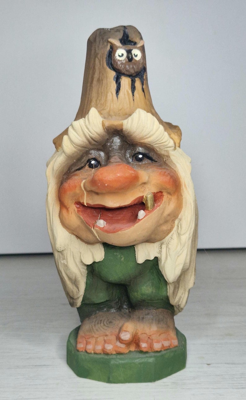 Vintage Hand Carved Norwegian Troll by Henning - Authentic Wooden Folk ...