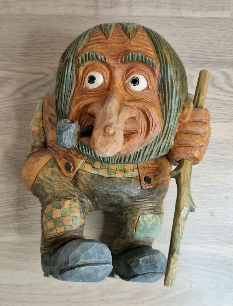 Vintage Hand Carved Norwegian Troll by Anton Sveen - Authentic Wooden ...