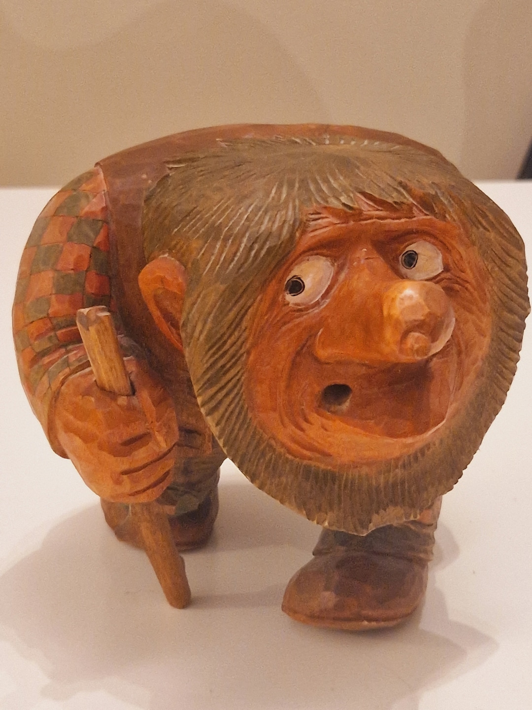 Vintage Hand Carved Norwegian Troll by Anton Sveen - Authentic Wooden ...
