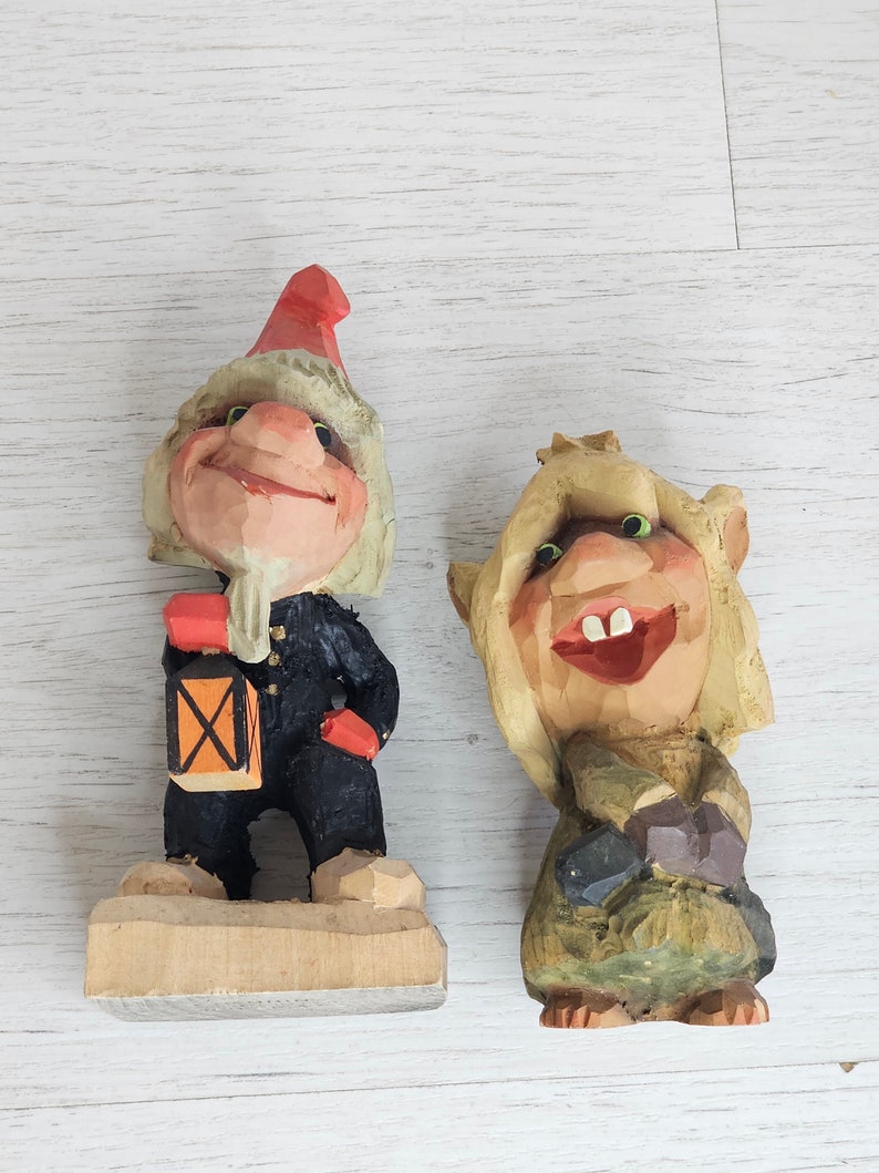 Henning Vintage Hand Carved Wooden Norwegian Trolls - Etsy
