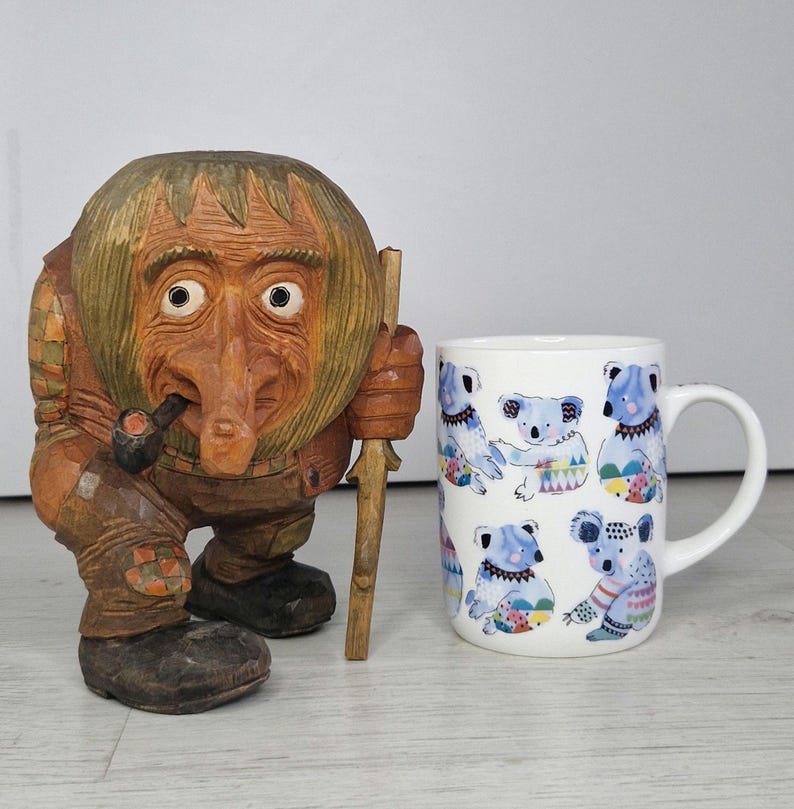 Vintage Hand Carved Norwegian Troll by Anton Sveen - Authentic Wooden ...