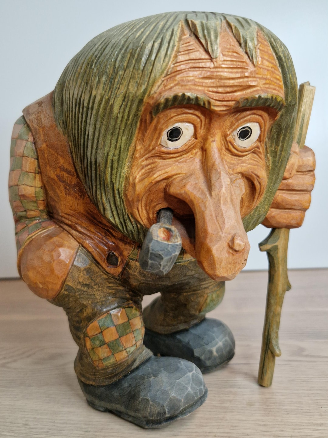 Vintage Hand Carved Norwegian Troll by Anton Sveen - Authentic Wooden ...