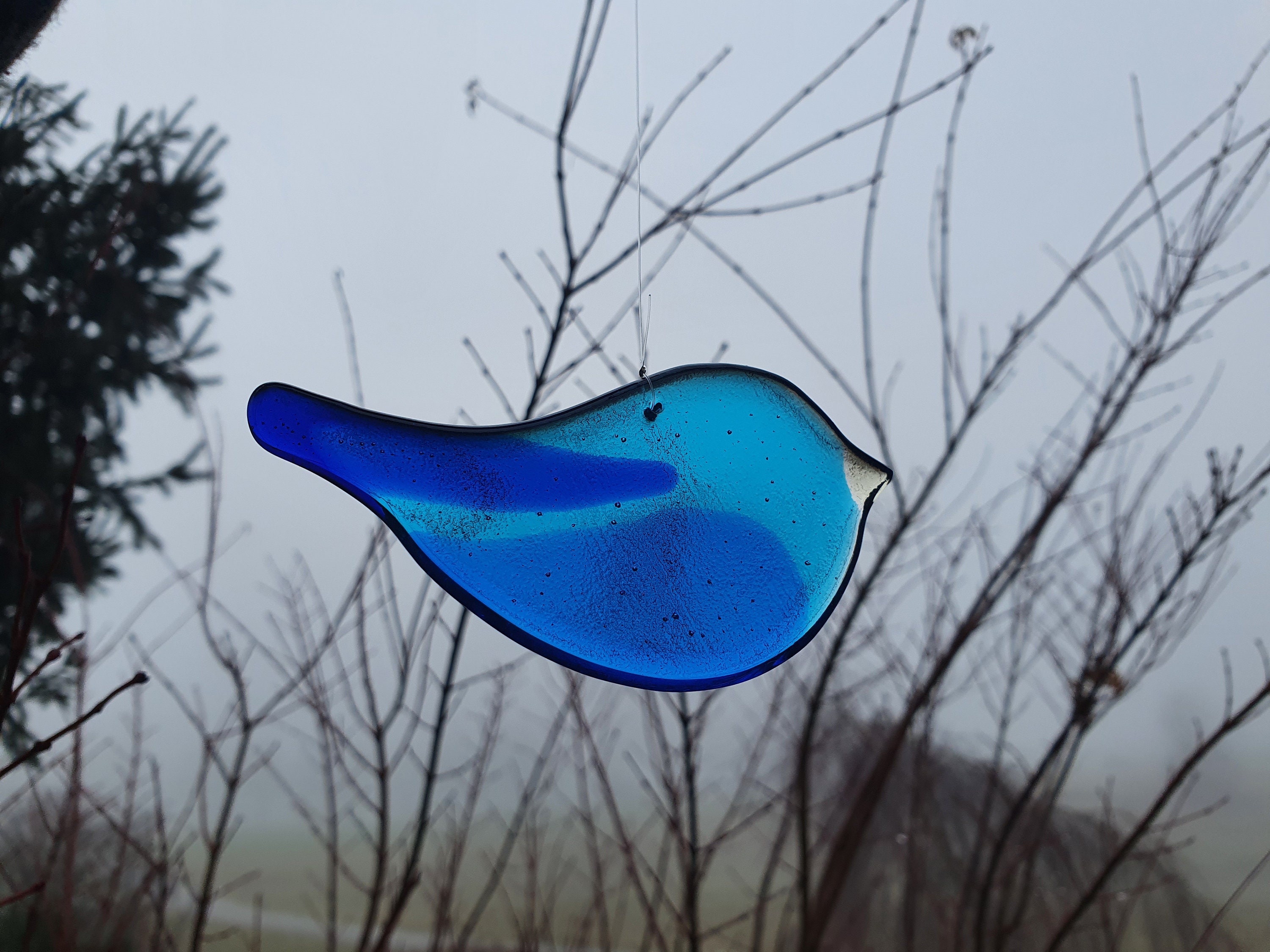 Colorful fused glass birds set of 3 | Etsy