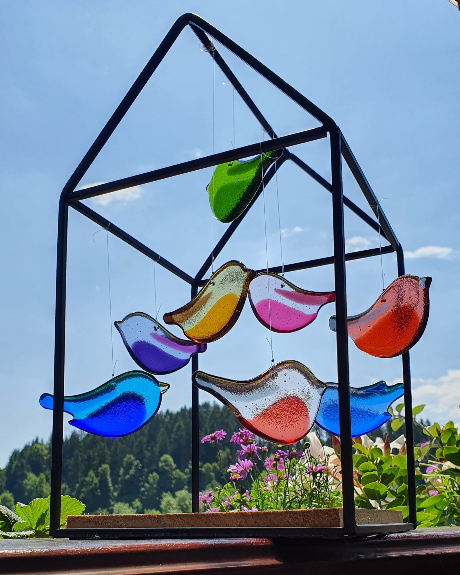 Colorful Fused Glass Birds, Set of 3 - Etsy