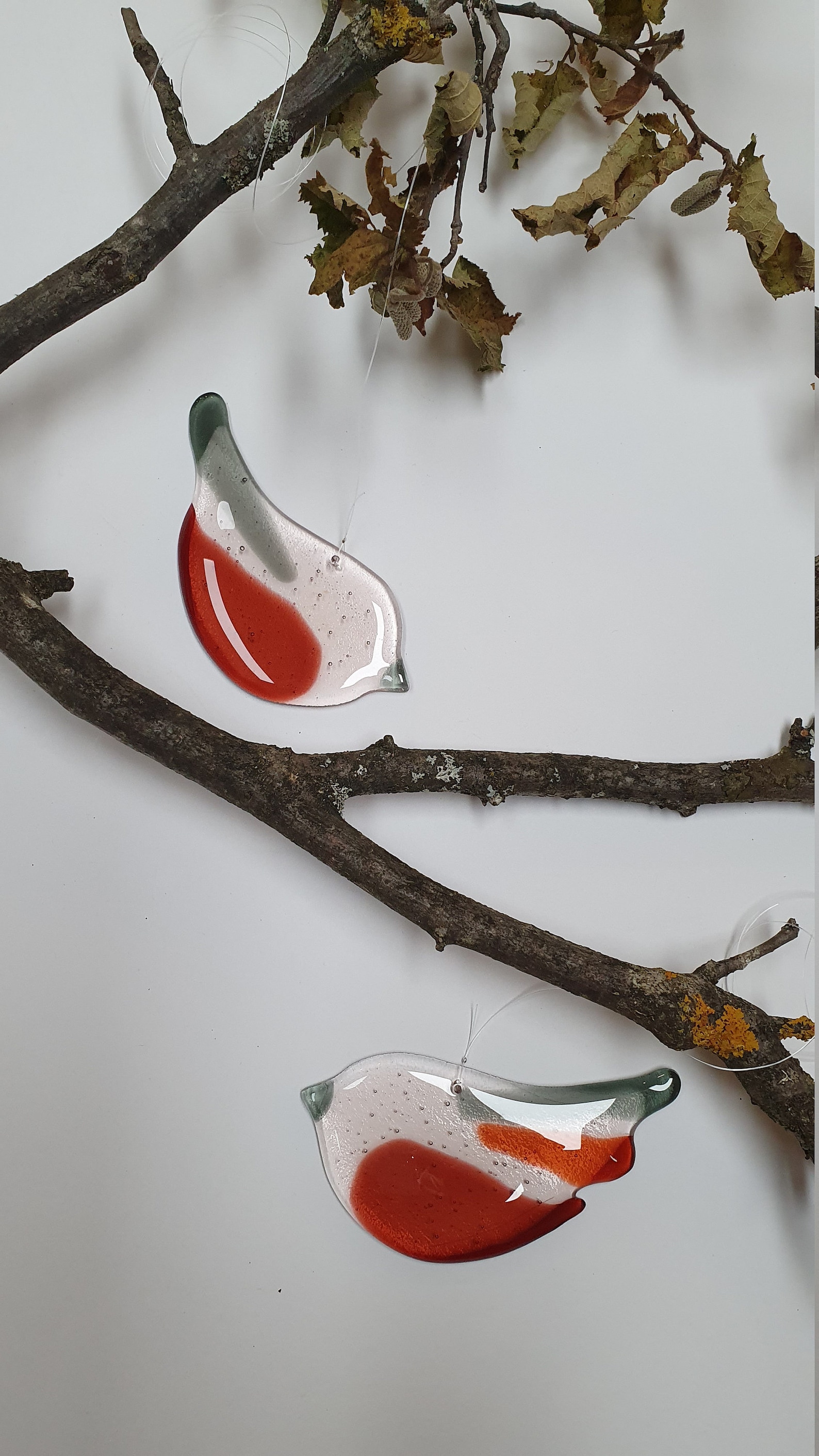 Colorful fused glass birds set of 3 | Etsy