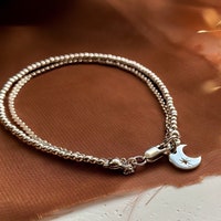Sterling Silver Crescent Moon Bracelet - Etsy UK