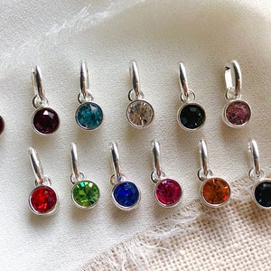 Add-on Birthstone Charm, Sterling Silver Swarovski Charm, Tiny ...