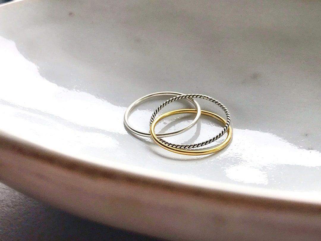 Interlocking Band Fidget Ring, Anxiety Ring Spinner, 925 Sterling ...