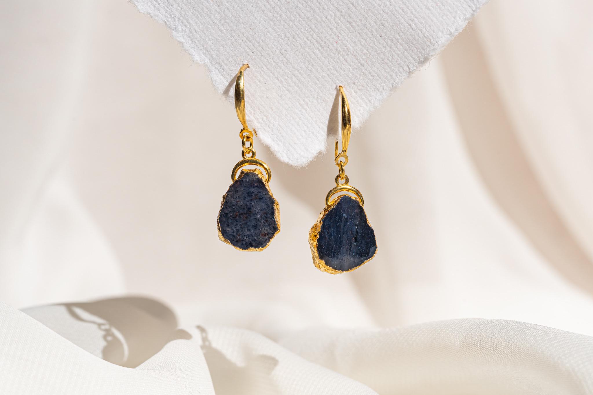 Gold Edge Sapphire Birthstone Earrings, September Birthstone Gift for ...