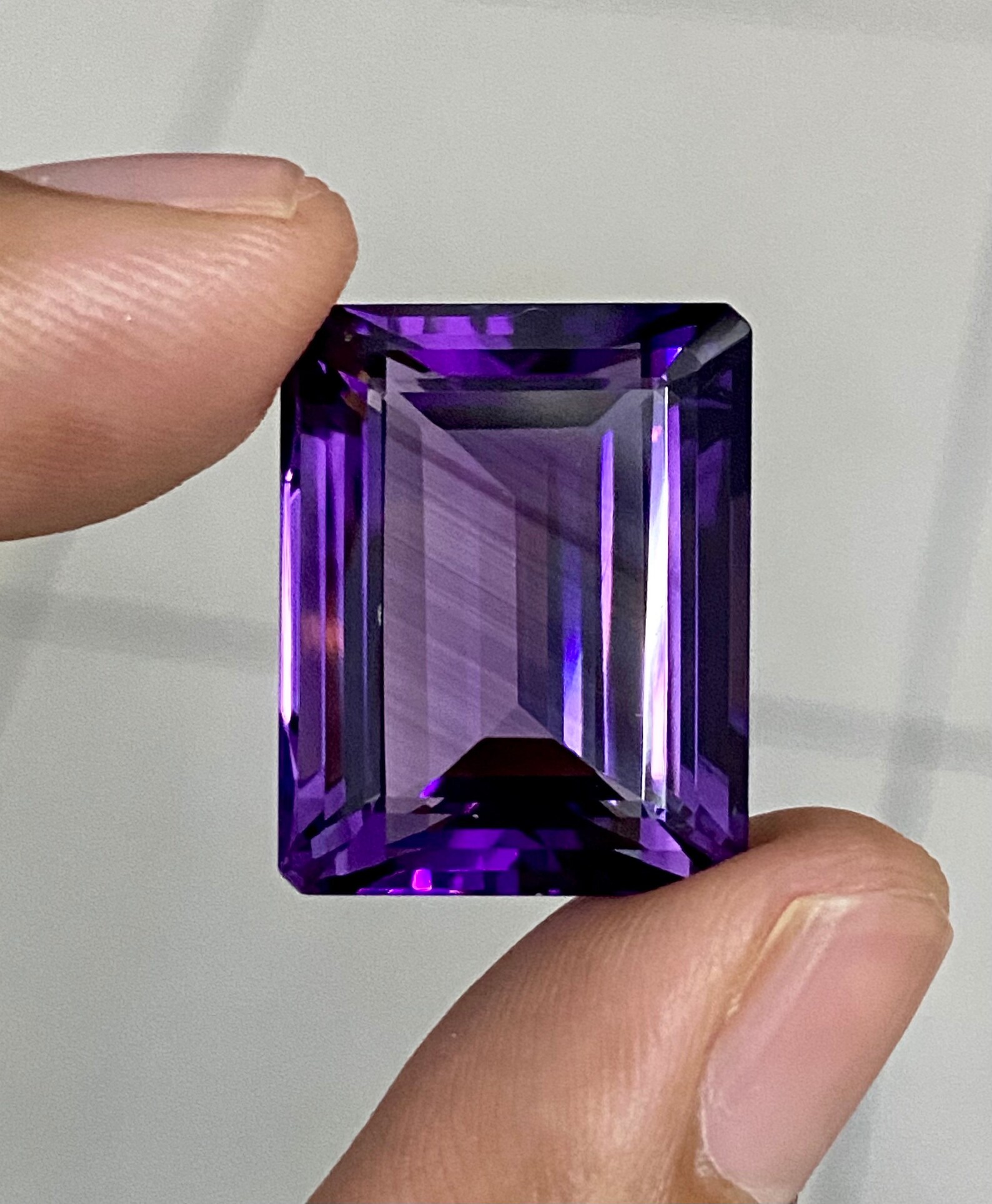 35.67 CT Amethyst Dark Purple Color, VVS, Emerald Cut Gem. - Etsy