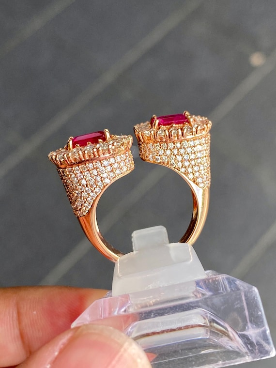 Burma 1.97CT Ruby ring, 14k Rose gold, Exclusive desi… - Gem