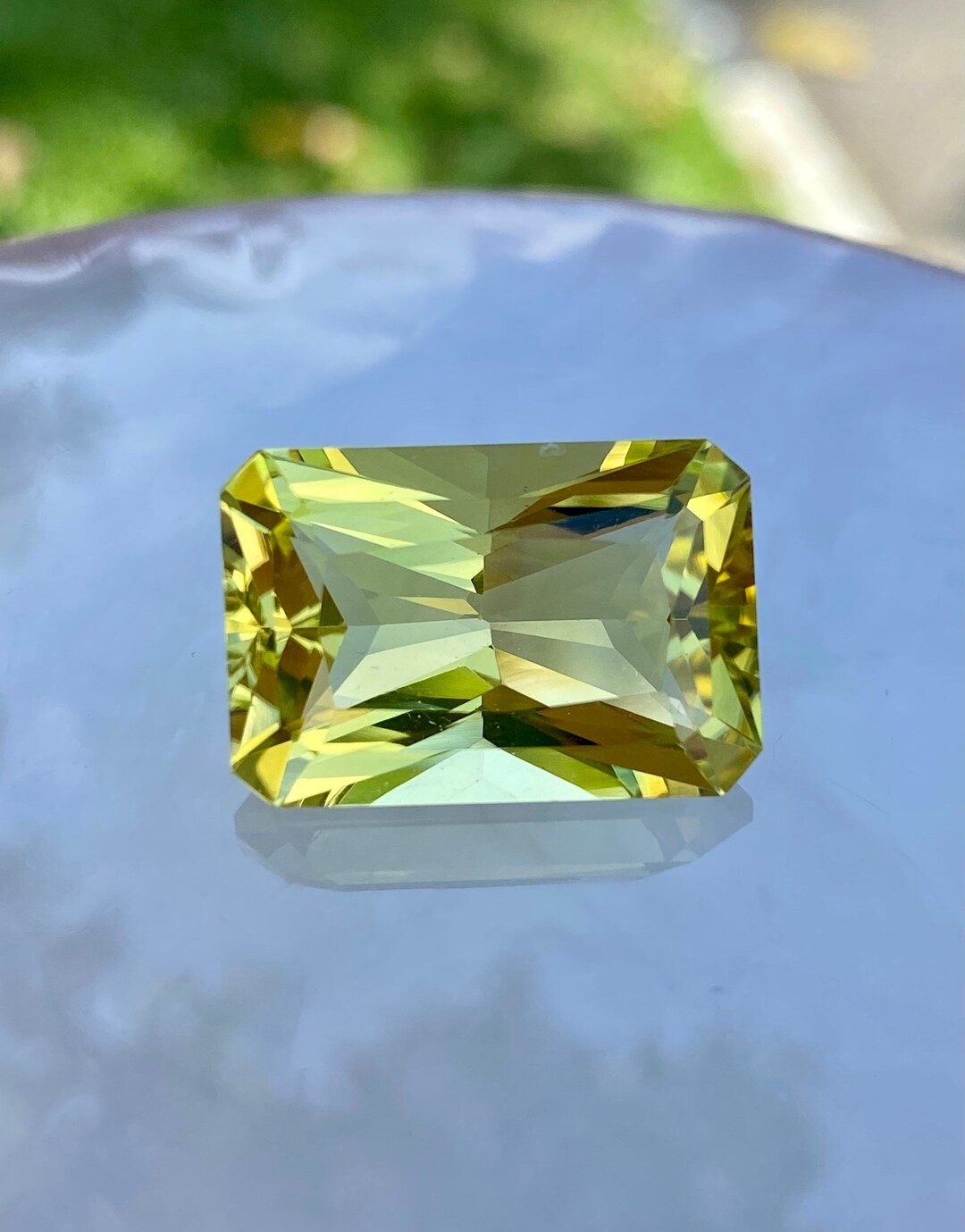 21.75CTS Gorgeous Lemon Quartz Natural Lemon Color, Rectangle Shape Eye ...