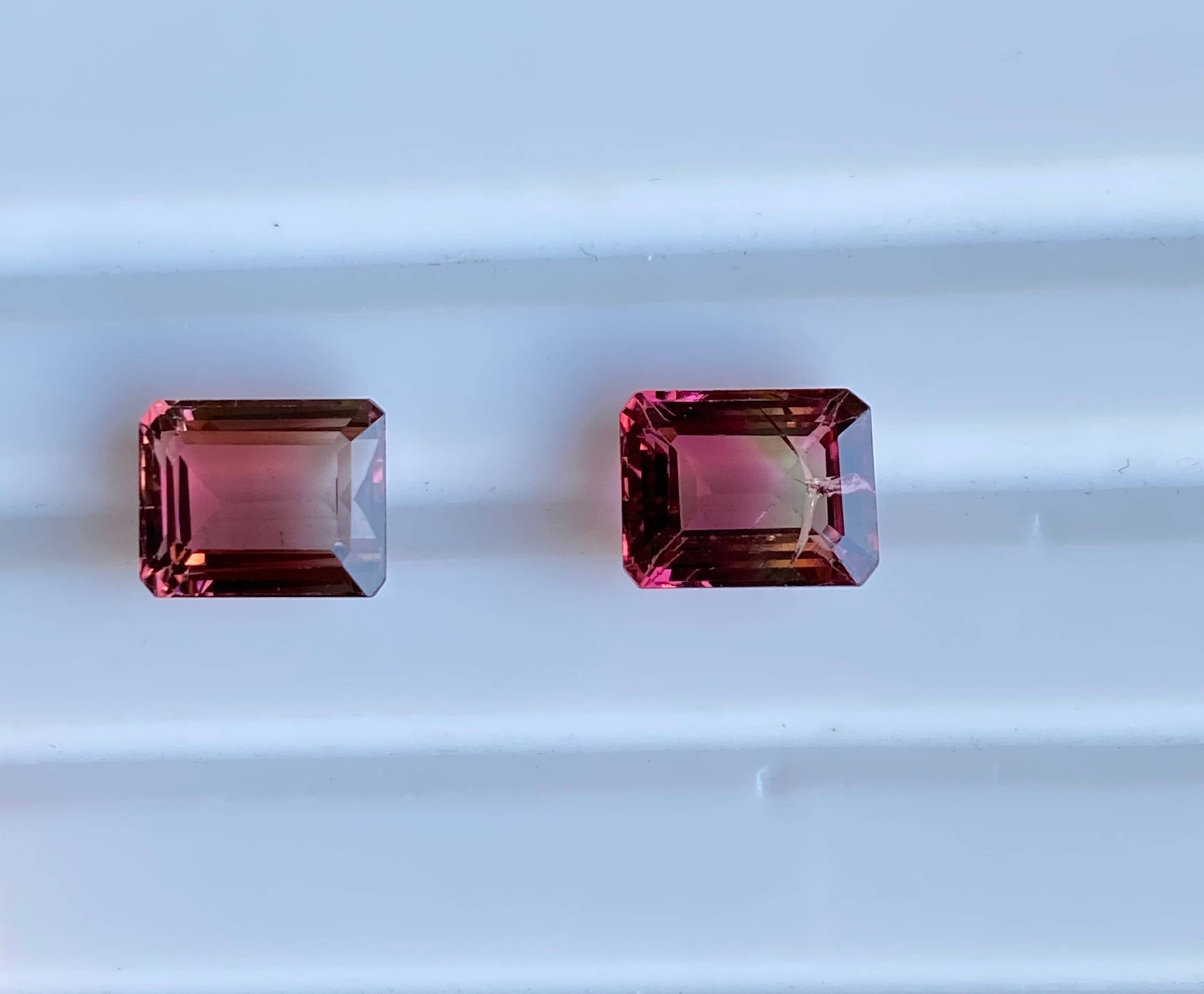 AAA Bi-color Tourmaline Pair, Emerald Cut Congo Gemstones, 5.40 Ct - Etsy