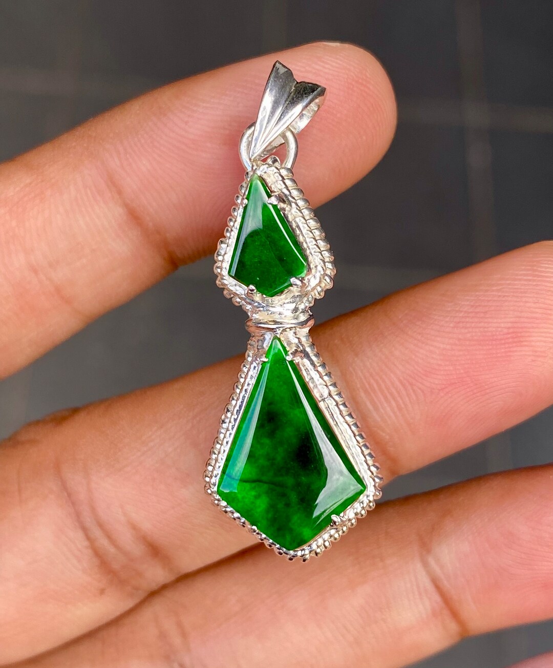 Jade Pendant Translucent Imperial Solid Grade A Jadeite, Set in 92.5 ...