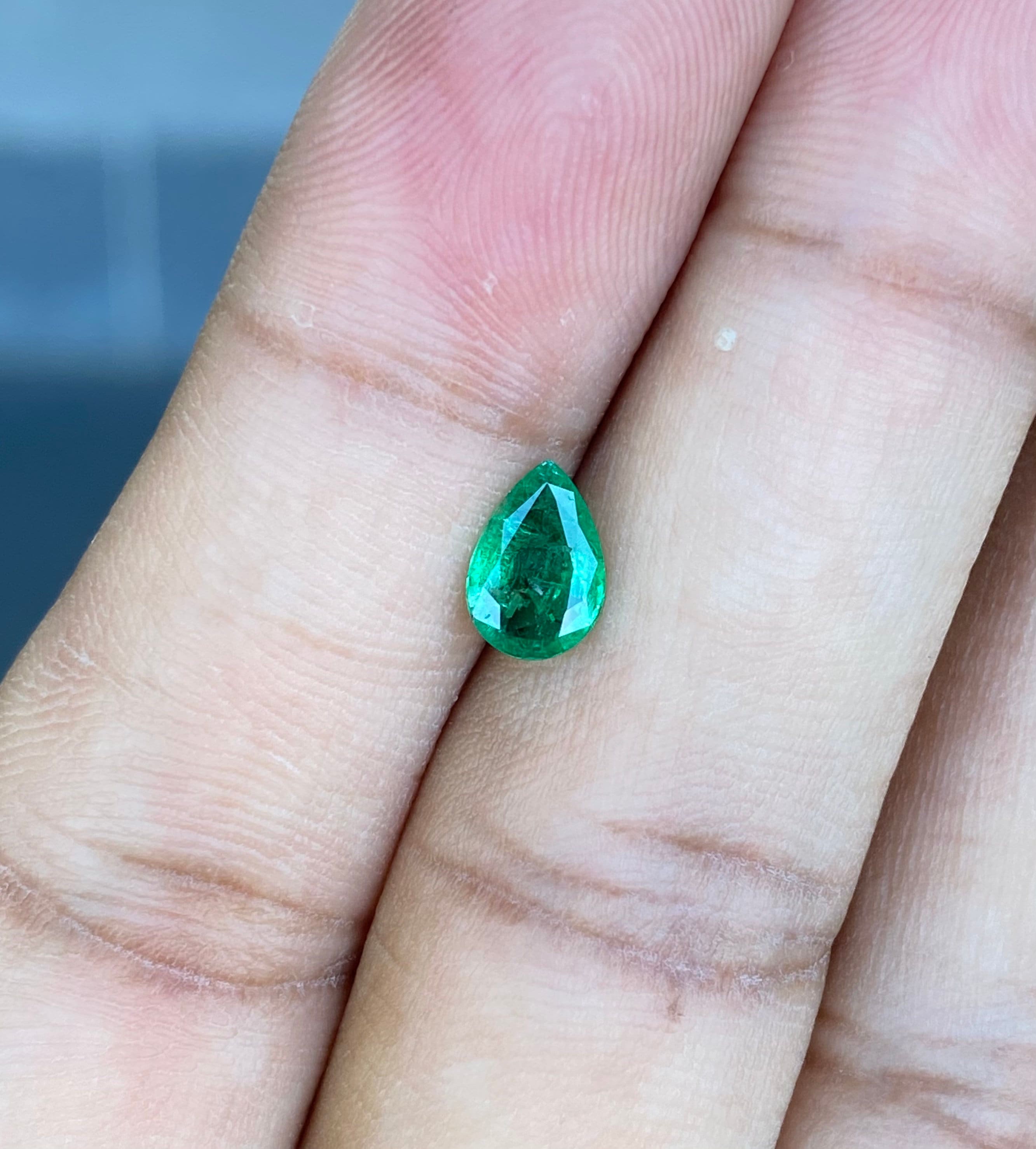 100% Natural Emerald Pear Cut / Genuine Zambia Emerald 0.63cts - Etsy