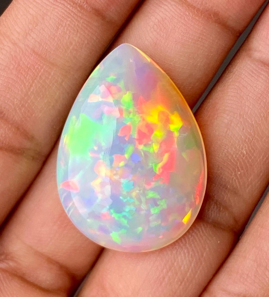 Bright Colorful Black Opal Cabochon - Loose Natural Welo Opal Gemstone ...