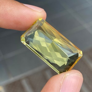 21.75CTS Gorgeous Lemon Quartz Natural Lemon Color, Rectangle Shape Eye ...