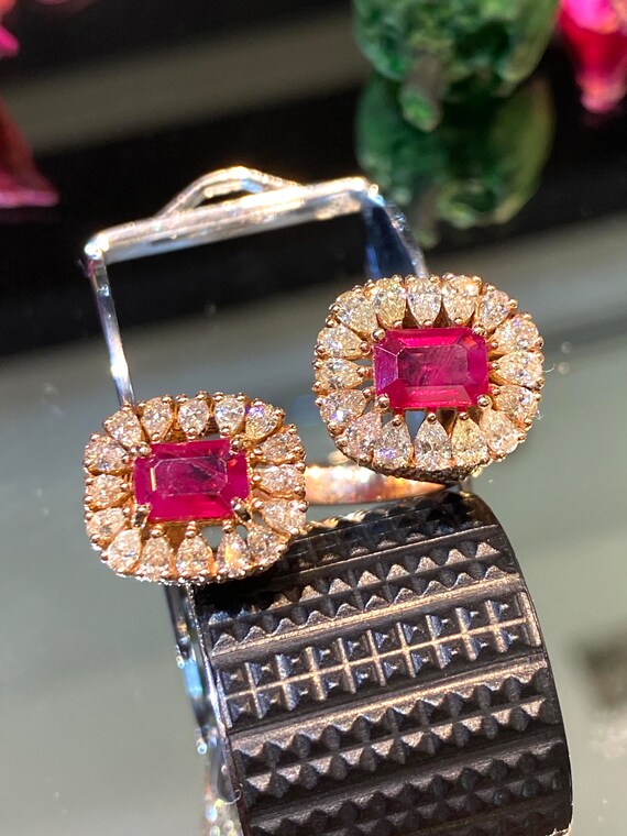 Burma 1.97CT Ruby ring, 14k Rose gold, Exclusive desi… - Gem