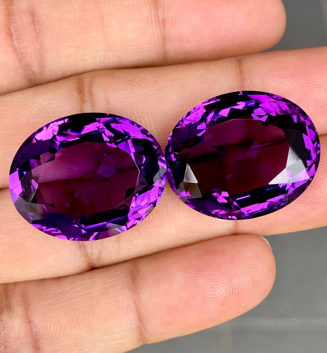 74.68CT Phenomenal Amethyst, Oval Pairs, Top Grade Purple Color ...