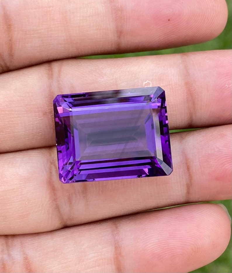 35.67 CT Amethyst Dark Purple Color, VVS, Emerald Cut Gem. - Etsy