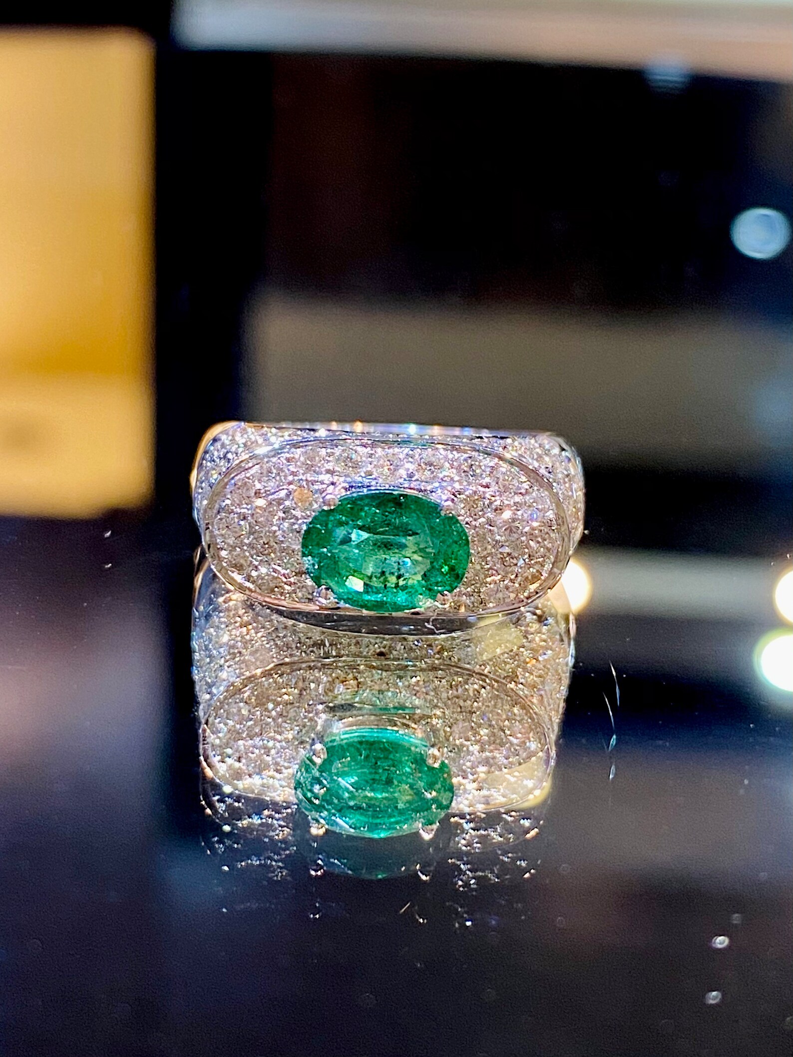 SOLD! Quality Sparkles: Genuine and Natural Emerald and Diamond Ring - Etsy