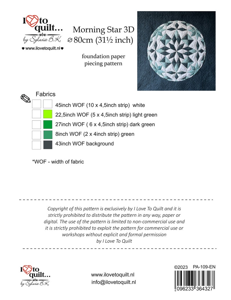 Morning Star 3D Quilt Pattern (foundation Paper Piecing and Applique ...