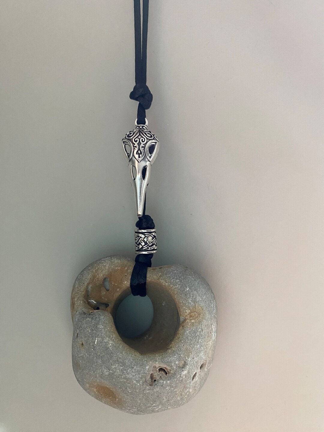 Raven Hag Stone Wall Hanging, Odin Stone, Holey Stone, Viking Wall Art ...