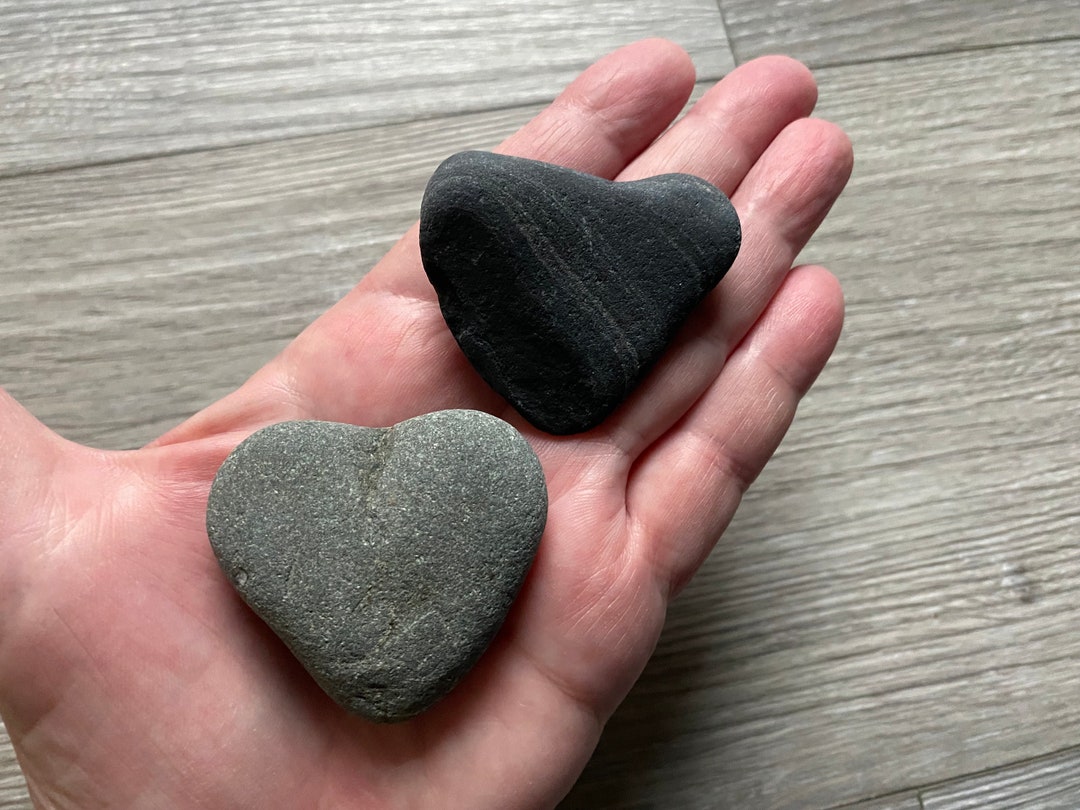 2 Heart Rocks, Beach Stone Hearts, Heart Shaped Beach Stones, Heart ...
