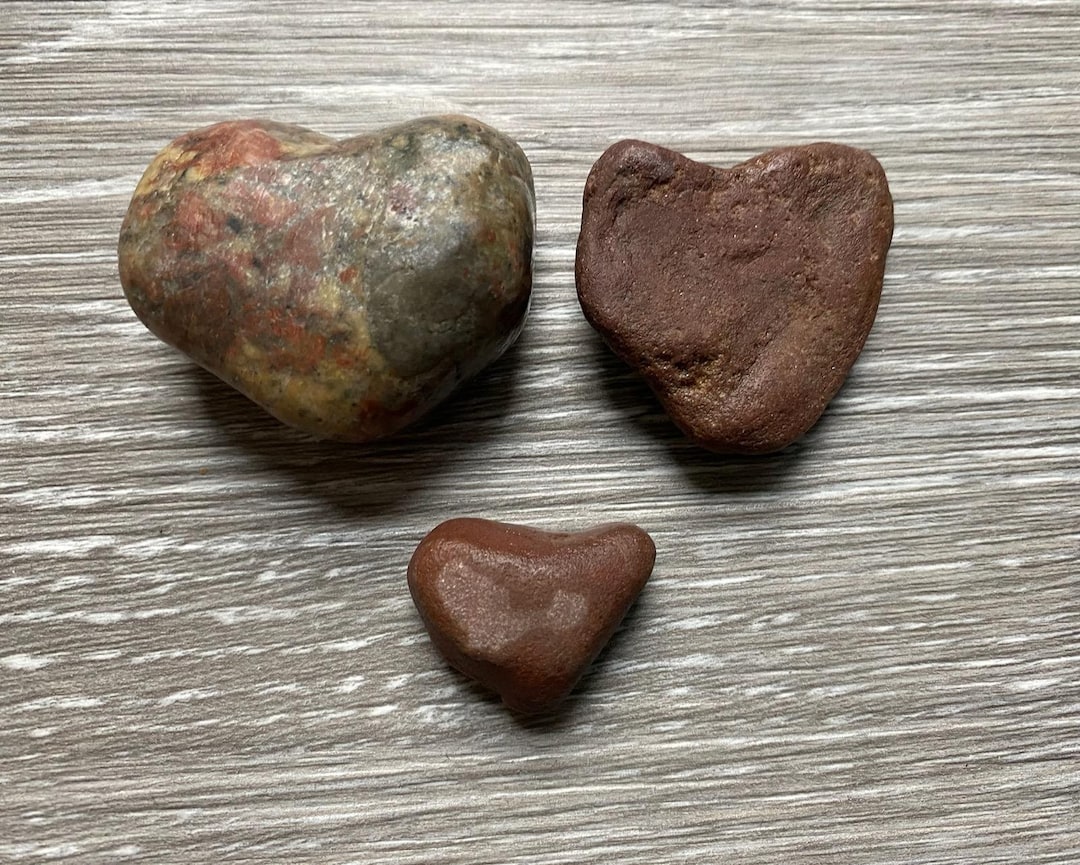 3 Heart Rocks, Beach Stone Hearts, Heart Shaped Beach Stones, Heart ...