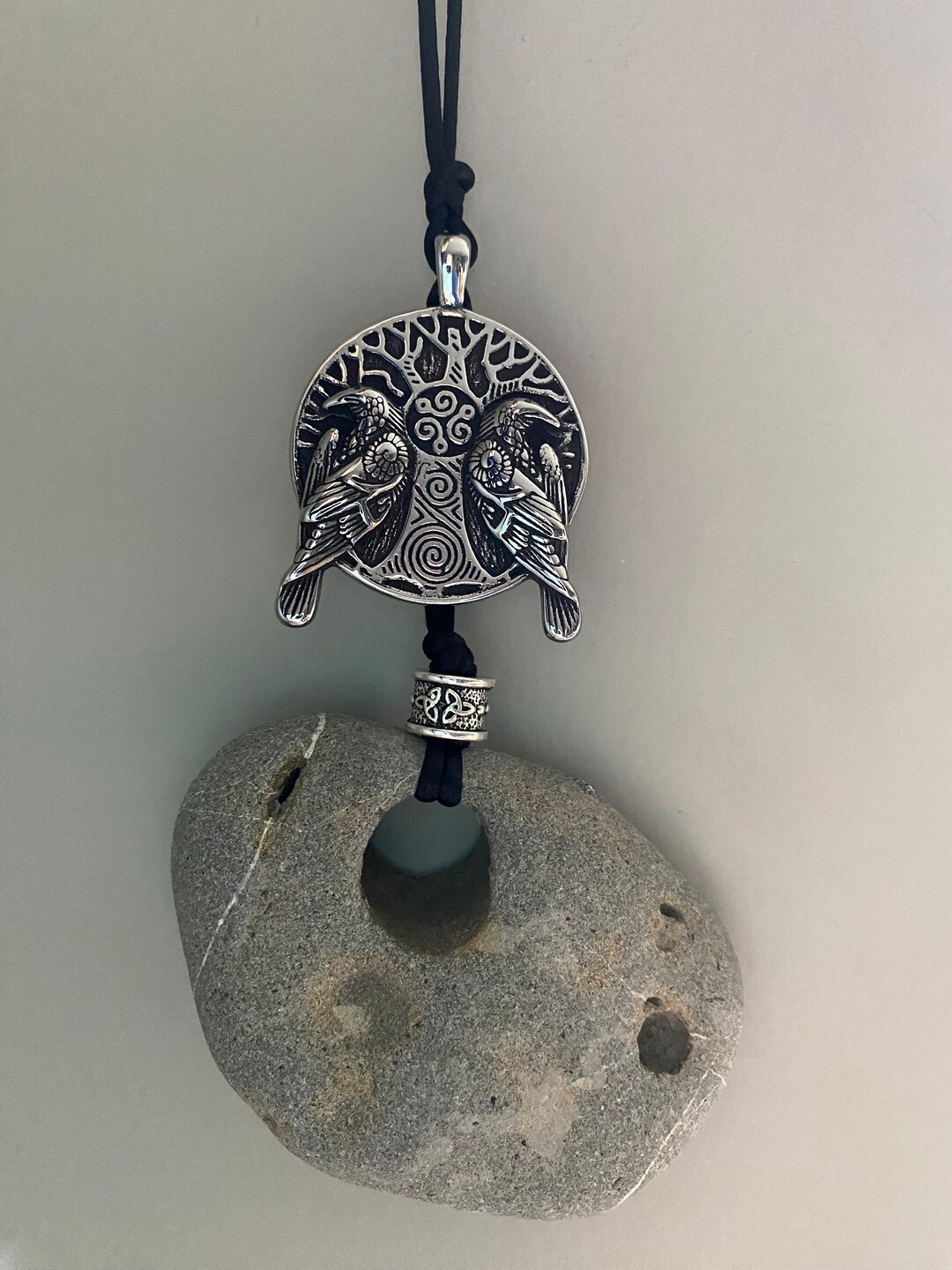 Raven Viking Wall Hanging, Huginn and Muninn, Hag Stone Wall Hanging ...