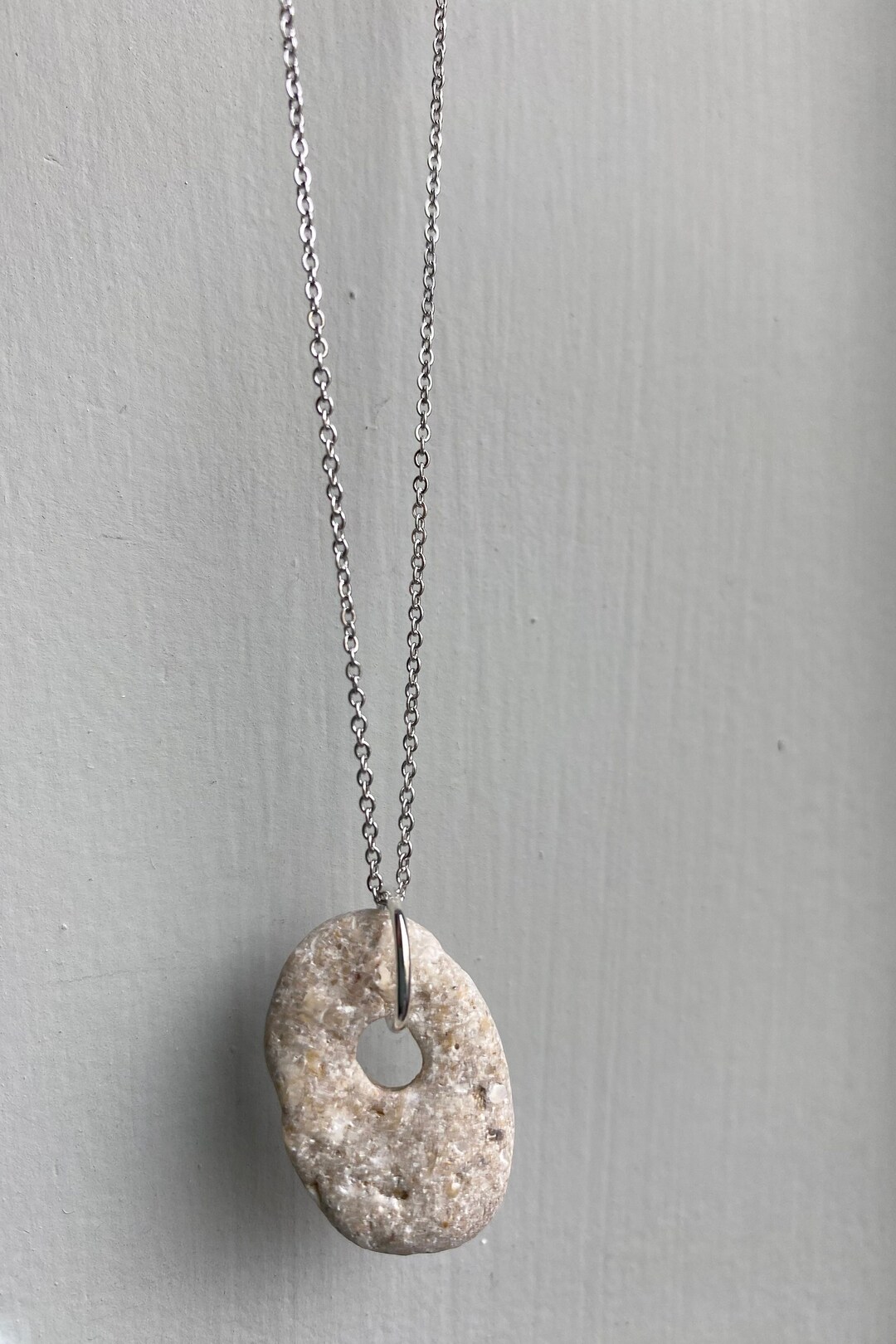 Holey Stone Pendant, Hag Stone Necklace, Odin Stone Jewelry, Protection ...