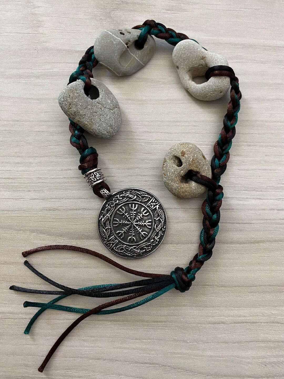 Hag Stone Talisman, Vegvísir Sigil Amulet, Viking Talisman, Holey Stone ...