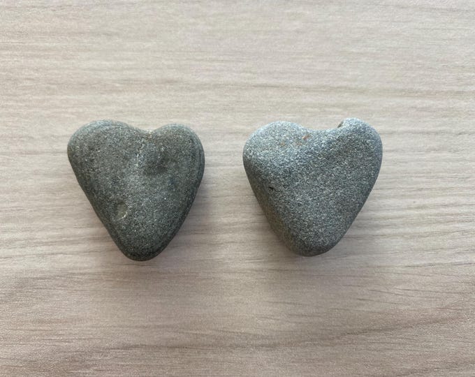 TWO (2) Heart Stones, 2.8 Oz., Beach Stone Hearts, Heart Shaped Beach ...