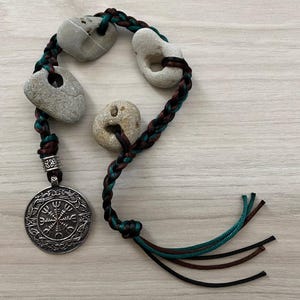Hag Stone Talisman, Vegvísir Sigil Amulet, Viking Talisman, Holey Stone ...