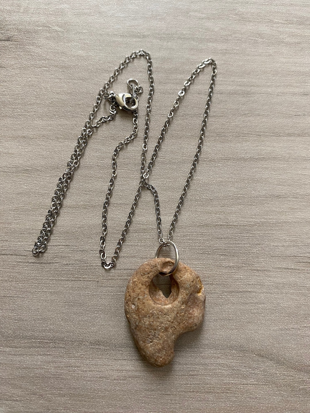Hag Stone Necklace, Holey Stone Pendant, Odin Stone, Protection Stone ...
