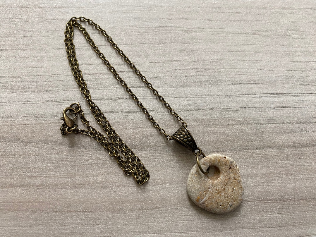 Hag Stone Necklace, Holey Stone Pendant, Protection Stone, Odin Stone ...