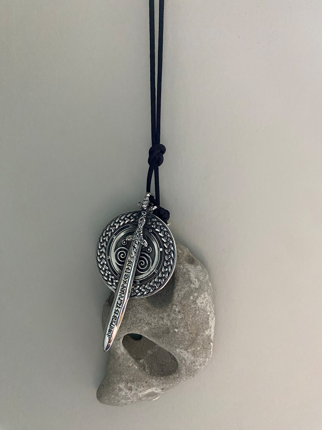 Hag Stone Wall Hanging, Viking Sword and Shield Wall Hanging, Odin ...