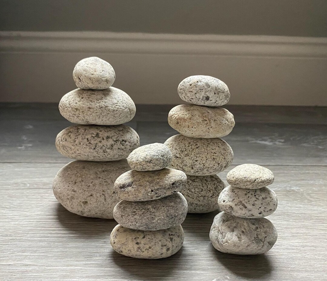 4 Stone Cairns, 2 Lbs. 7.6 Oz., Snowman Family, Balancing Stones ...