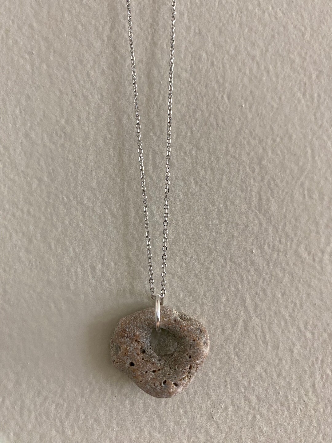 Hag Stone Necklace, Holey Stone Pendant, Odin Stone, Protection Stone ...