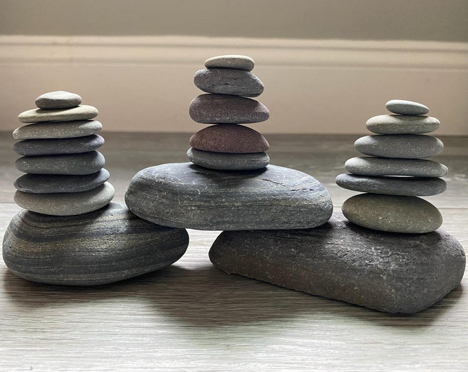 3 Stone Cairns, Mini Cairns, Balancing Stones, Stacking Stones, Zen ...