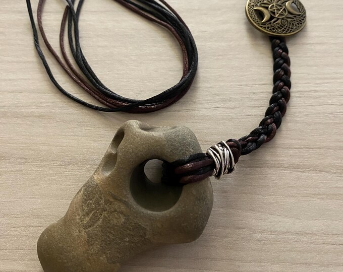 Hag Stone Amulet Tree of Life Pentacle Crescent Moon: Protection ...