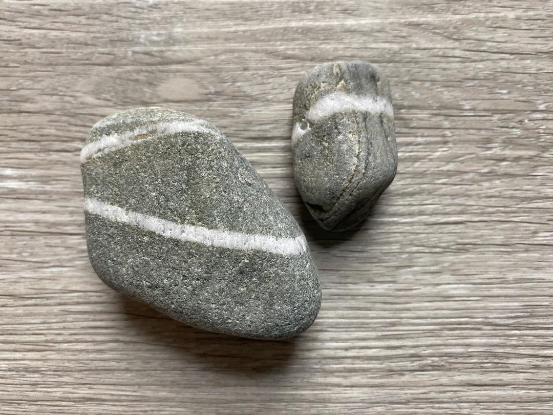 2 Wishing Stones Wish Stones White Line Stones Zen Stones - Etsy