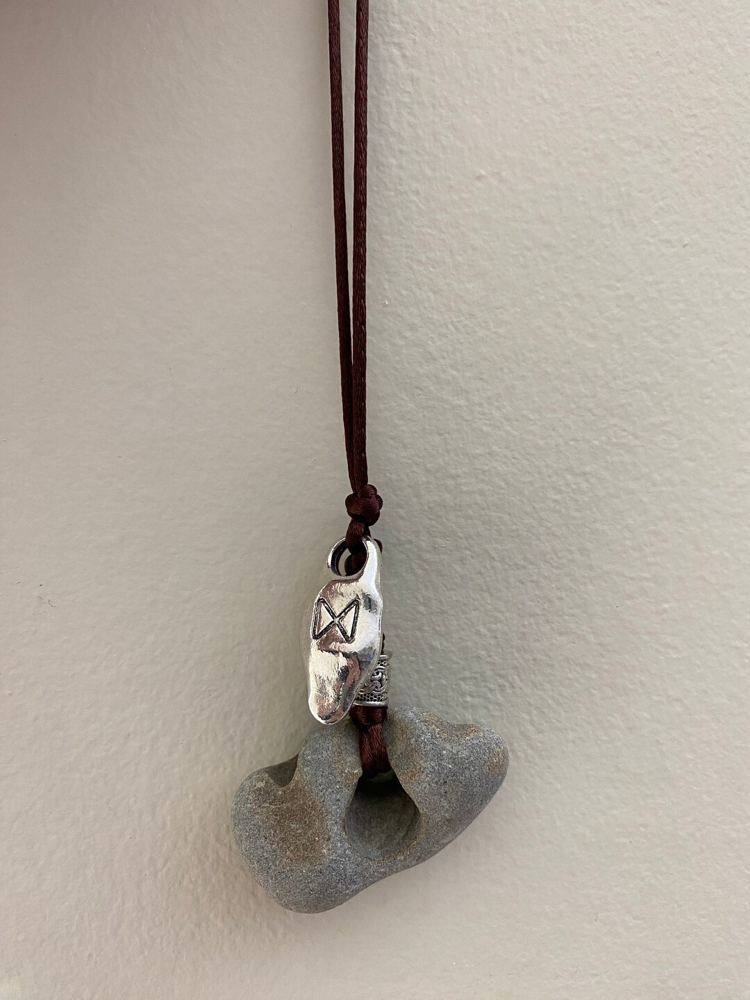 Dagaz Rune Necklace, Hag Stone Necklace, Holey Stone Pendant, Rune ...