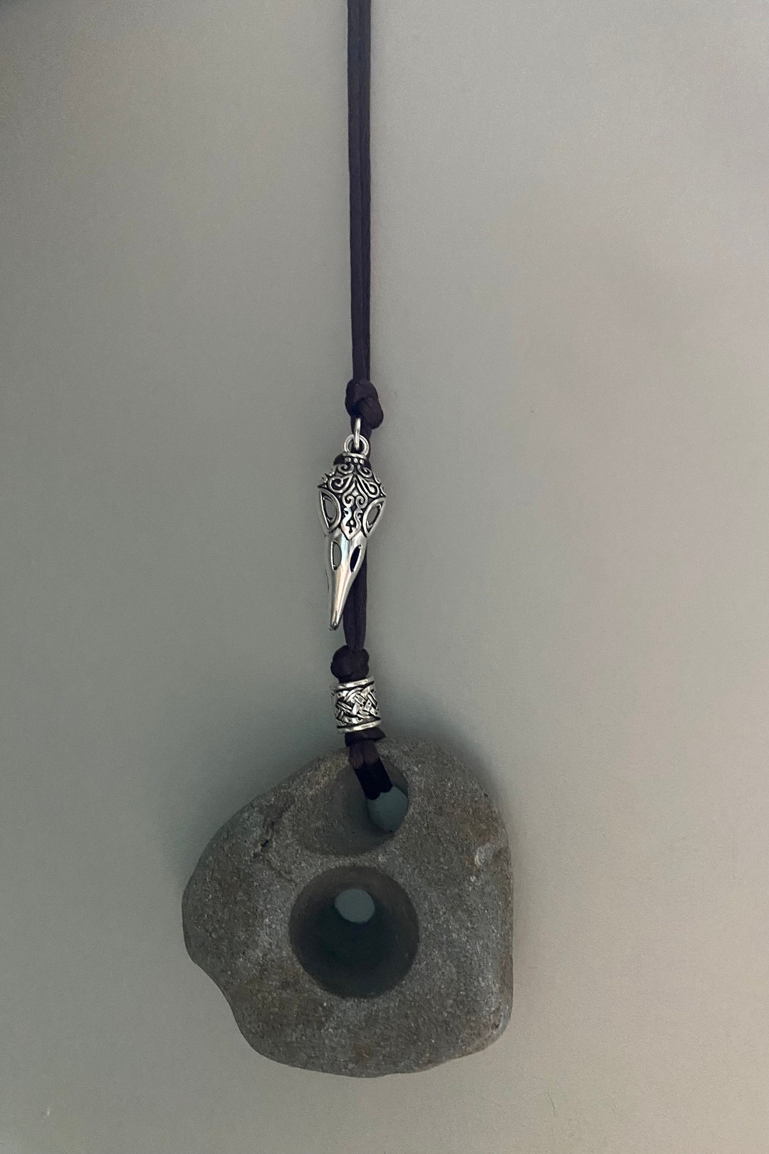 Raven Hag Stone Wall Hanging, Odin Stone, Holey Stone, Viking Wall Art ...